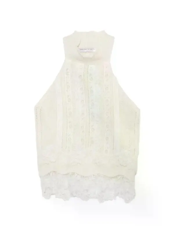 Ermanno Scervino Lace-trim Halterneck Tank Top - Neutrals