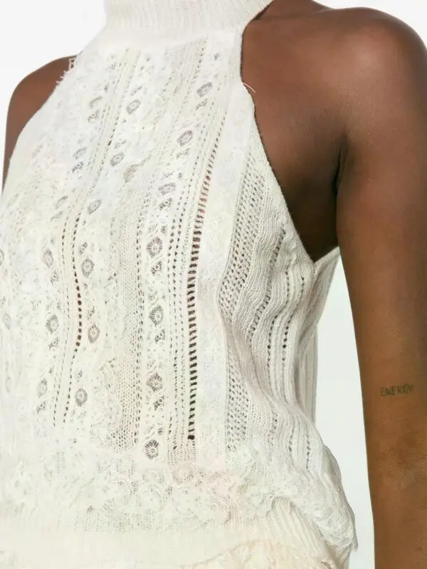 Ermanno Scervino Lace-trim Halterneck Tank Top