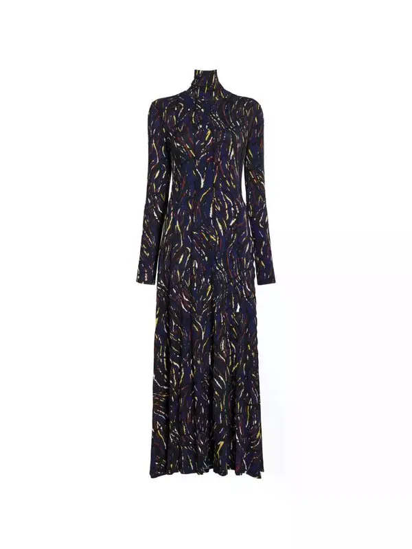 Proenza Schouler White Label Abstract Print High-neck Maxi Dress - Blue