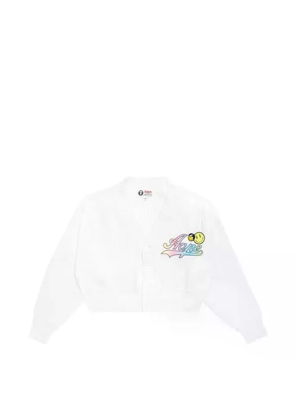 AAPE BY *A BATHING APE Logo-patch Cropped Cardigan - White