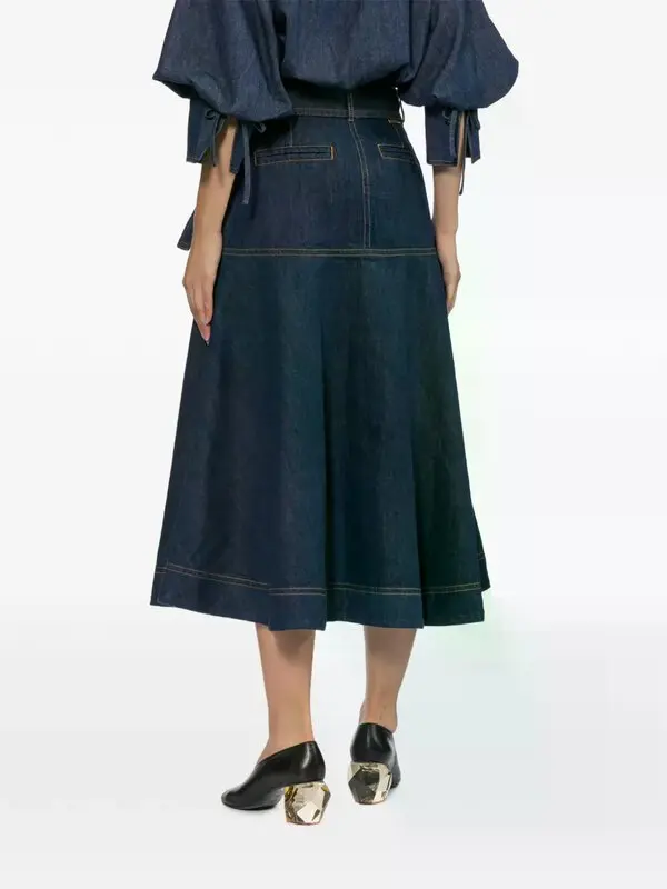 Zimmermann Belted Button-front Denim Skirt