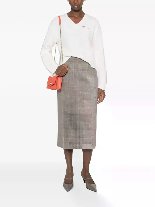 TWINSET Check-pattern Midi Pencil Skirt