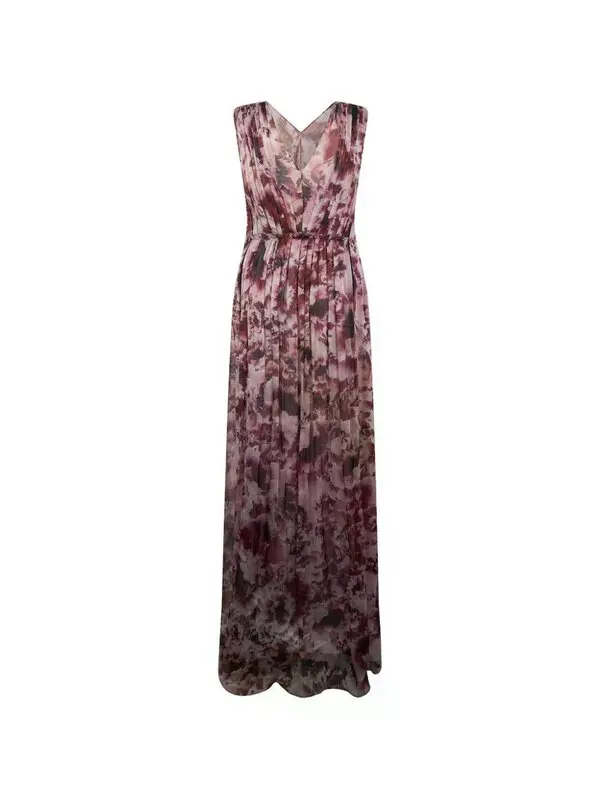 Alberta Ferretti Floral-print Pleated Maxi Dress