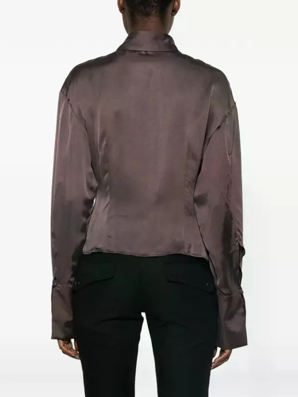 Andamane Lidia Satin-finish Long-sleeve Blouse