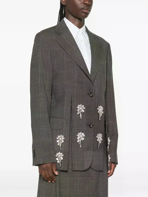 Simone Rocha Embellished Prince Of Wales Check Blazer