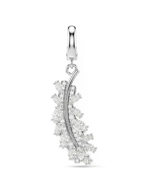 SWAROVSKI Crystal-embellished Feather Motif Charm - Silver