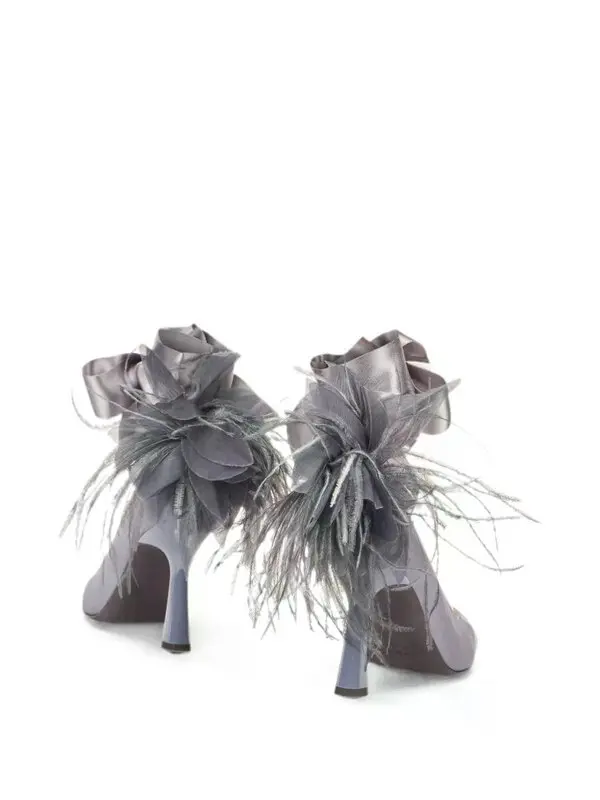 Alberta Ferretti Feather-embellished Bow-detail Pumps