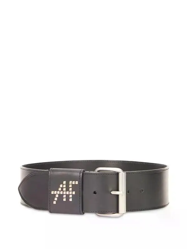 Alberta Ferretti Logo-stud Leather Belt - Black
