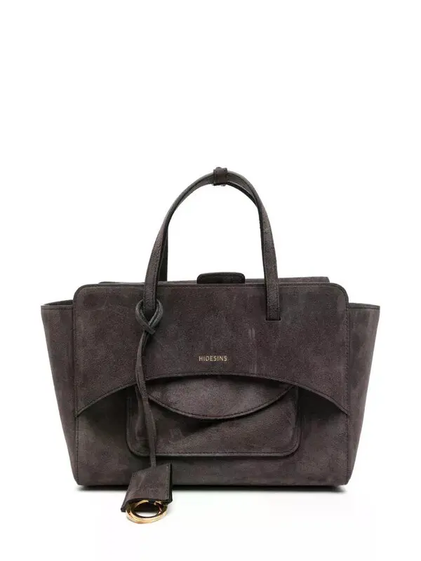 HIDESINS Flap Suede Logo-stamp Tote Bag - Brown