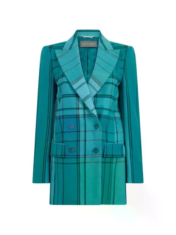 Alberta Ferretti Double-breasted Checkered Blazer