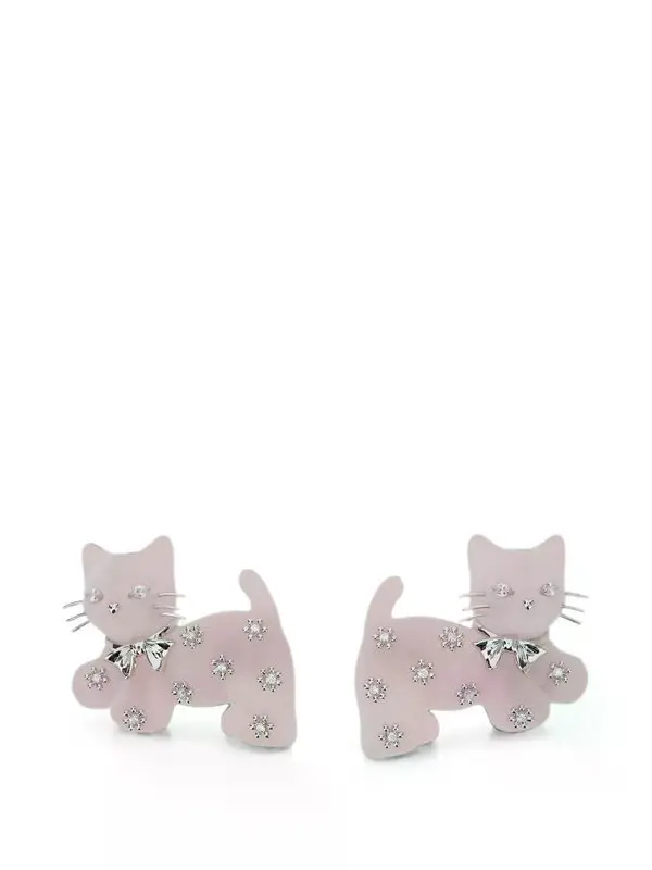YVMIN Cat-motif Crystal-embellished Hair Clips - Pink