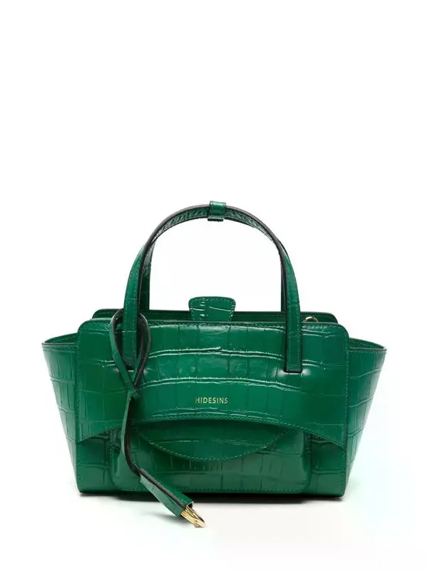 HIDESINS Flap S Cocco Croc-effect Leather Tote Bag - Green
