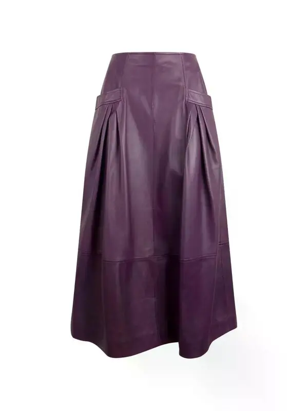 Alberta Ferretti Pleated Leather Skirt