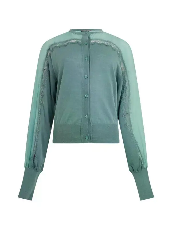 Alberta Ferretti Lace-trim Cropped Cardigan