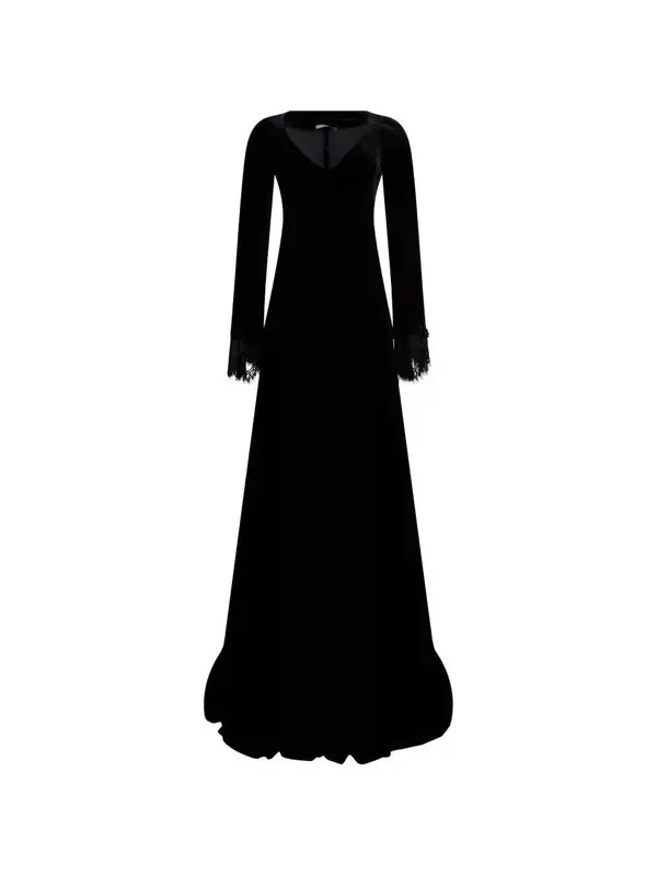 Alberta Ferretti Lace-trim Gown - Black