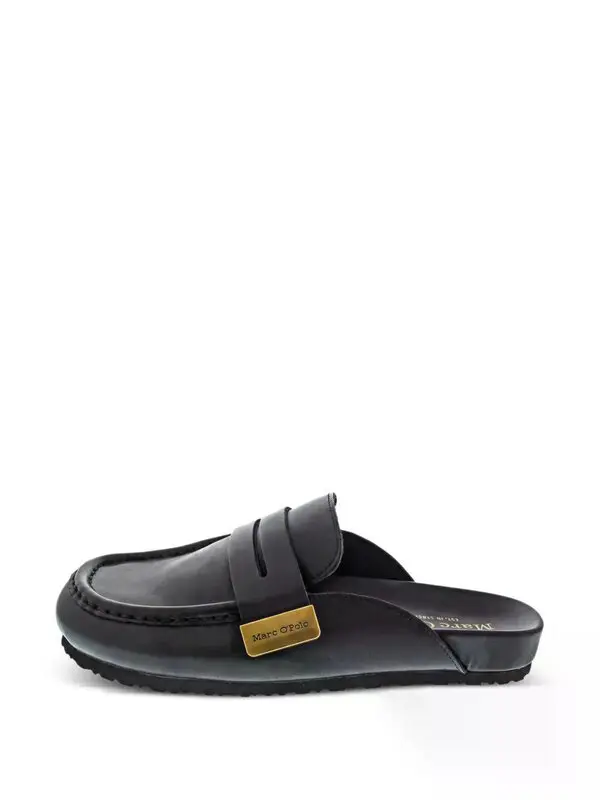 Marc O'polo Leather Penny Strap Mules - Black