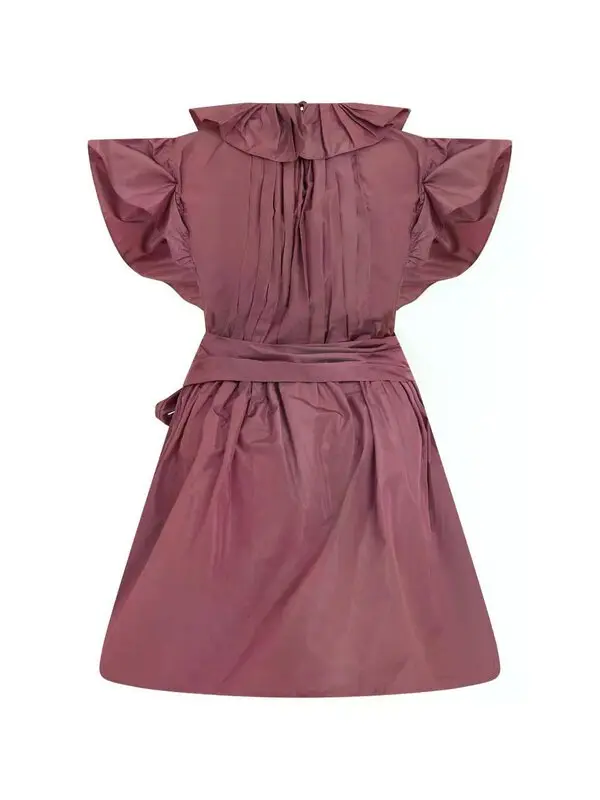Alberta Ferretti Ruffled Collar Belted Mini Dress