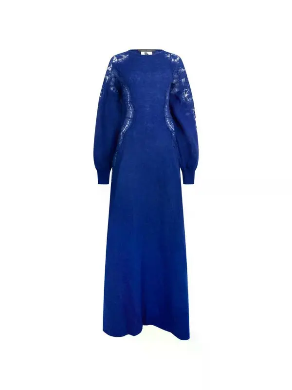Alberta Ferretti Lace Insert Maxi Dress - Blue
