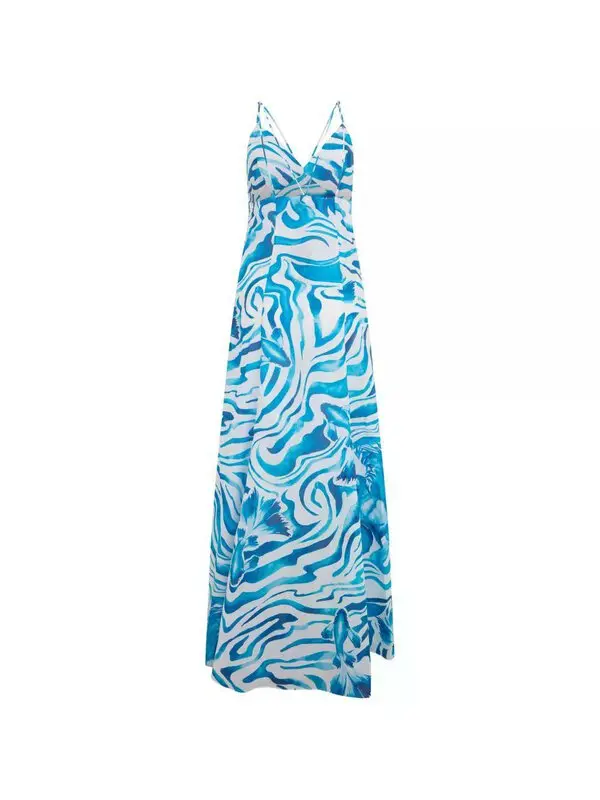 Alberta Ferretti Graphic-print Spaghetti-strap Maxi Dress