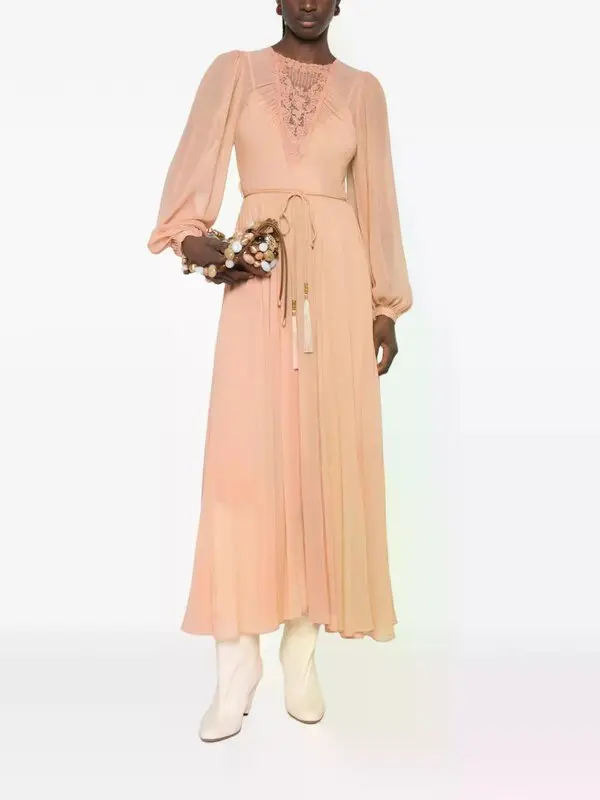 Zimmermann Lace-panelled Pleated Dress - Pink