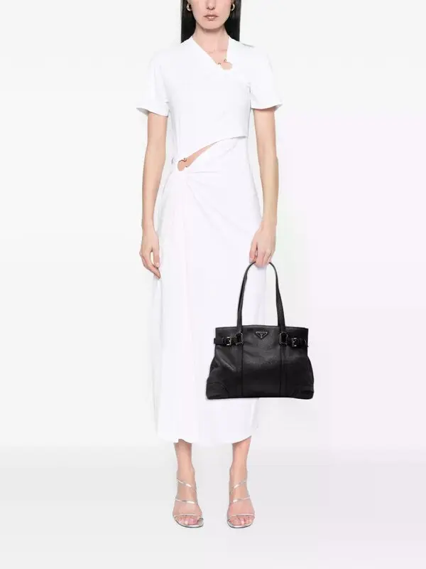 Prada Vitello Daino Buckle Tote Bag