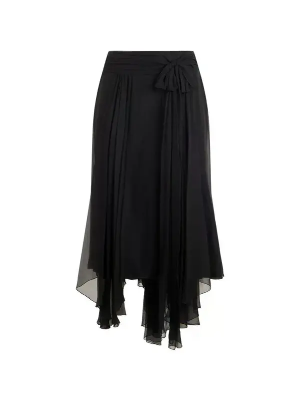 Alberta Ferretti Asymmetrical Silk Midi Skirt