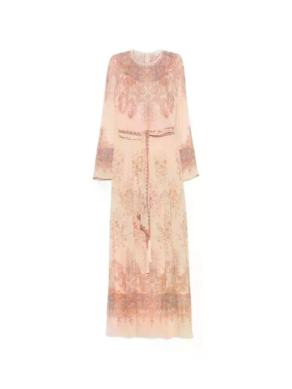 Zimmermann Paisley-print Belted Maxi Dress - Pink