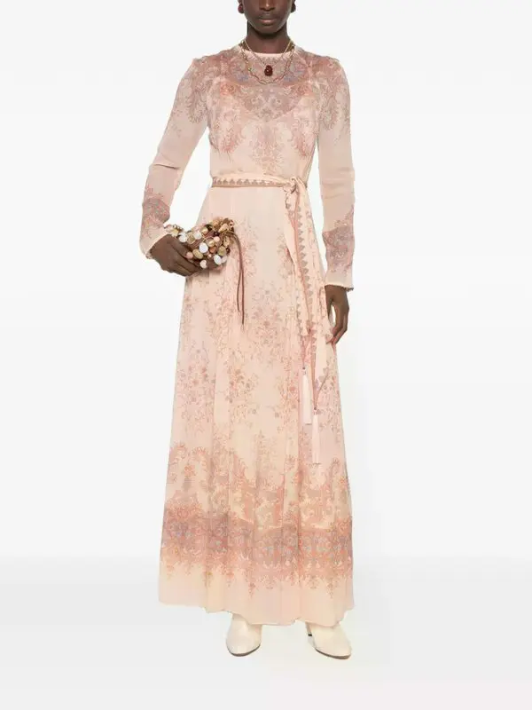 Zimmermann Paisley-print Belted Maxi Dress - Pink