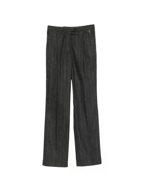 Herno Charcoal Pinstripe Pleated Tailored Trousers