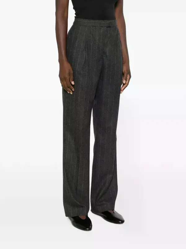 Herno Charcoal Pinstripe Pleated Tailored Trousers