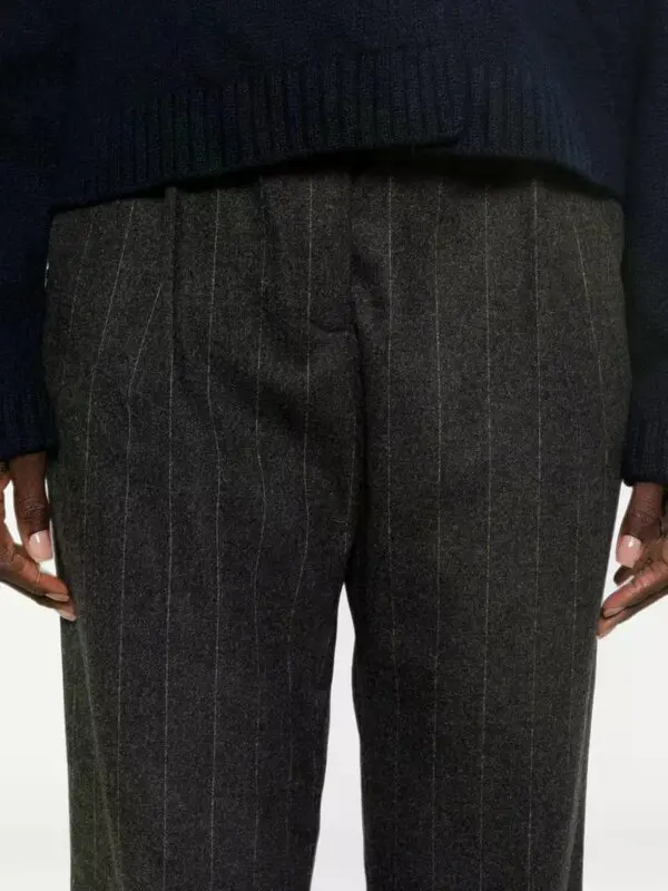 Herno Charcoal Pinstripe Pleated Tailored Trousers