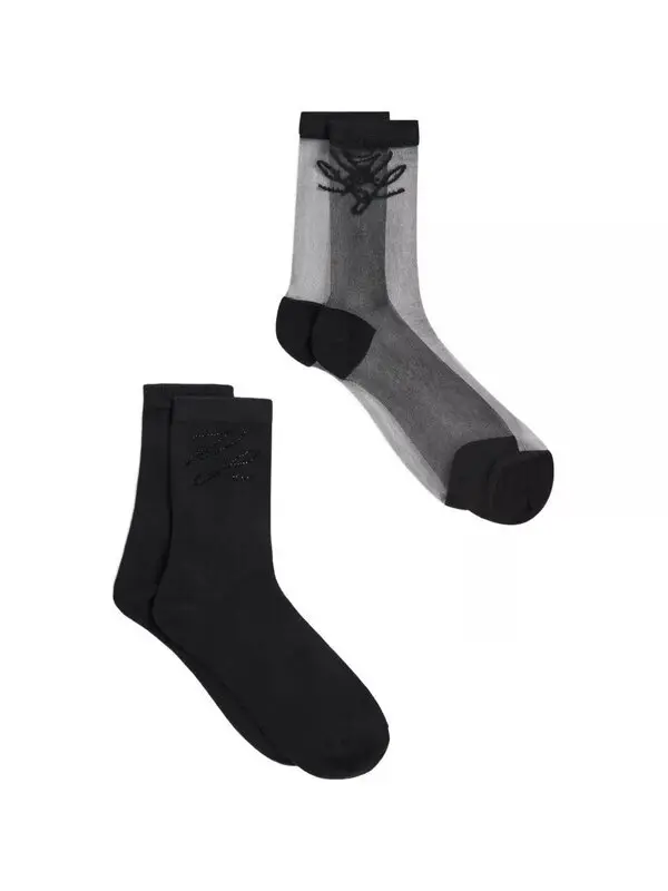 Karl Lagerfeld Autograph Mesh And Rhinestone Socks