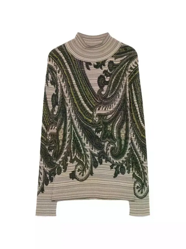 Etro Paisley-print High-neck Sweater - Neutrals