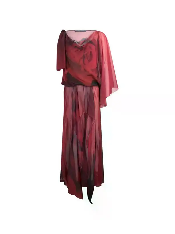 Alberta Ferretti Floral-print Silk Maxi Dress - Red