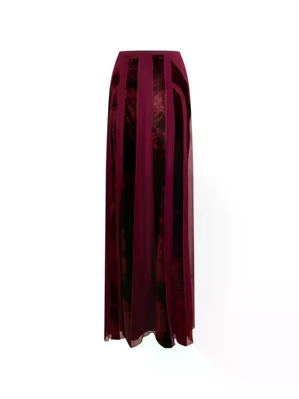 Alberta Ferretti Velvet-panelled Pleated Maxi Skirt