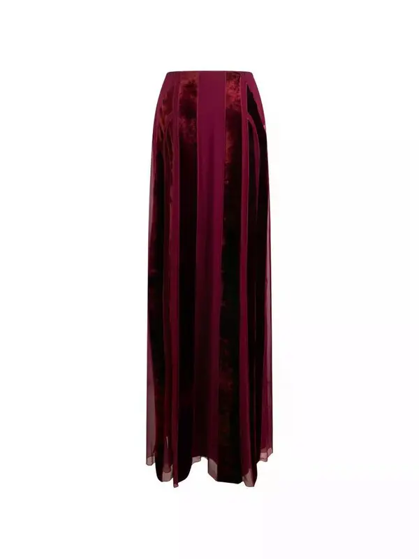 Alberta Ferretti Velvet-panelled Pleated Maxi Skirt