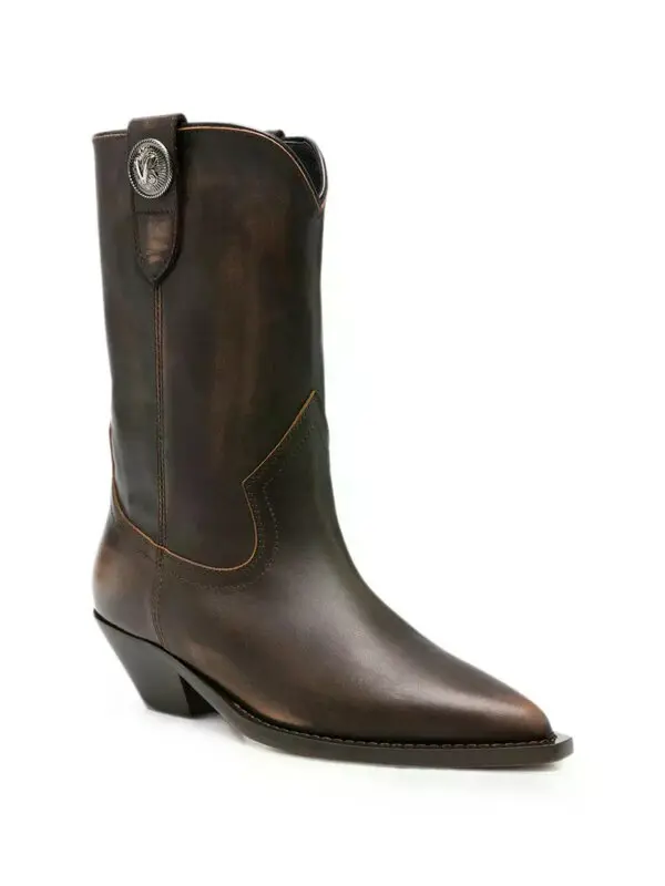 VIA ROMA 15 Western-style Pointed-toe Leather Boots
