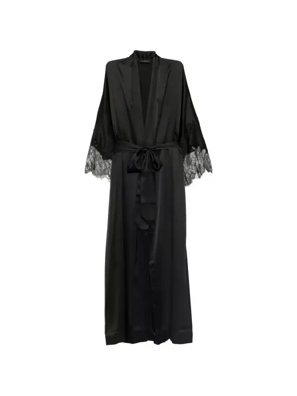 Carine Gilson Lace-trimmed Silk Kimono - Black