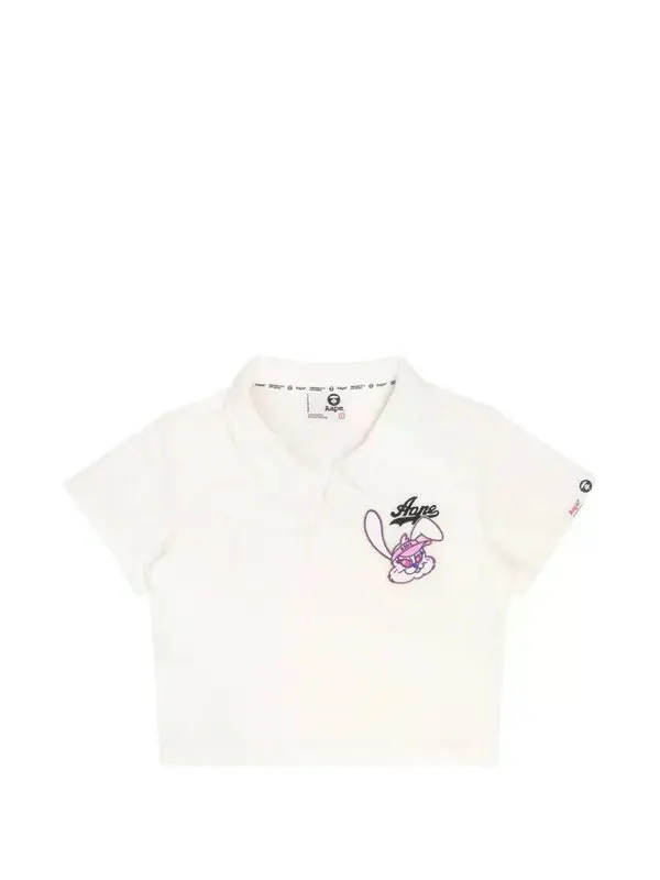 AAPE BY *A BATHING APE Bunny-embroidered Cropped T-shirt - Neutrals