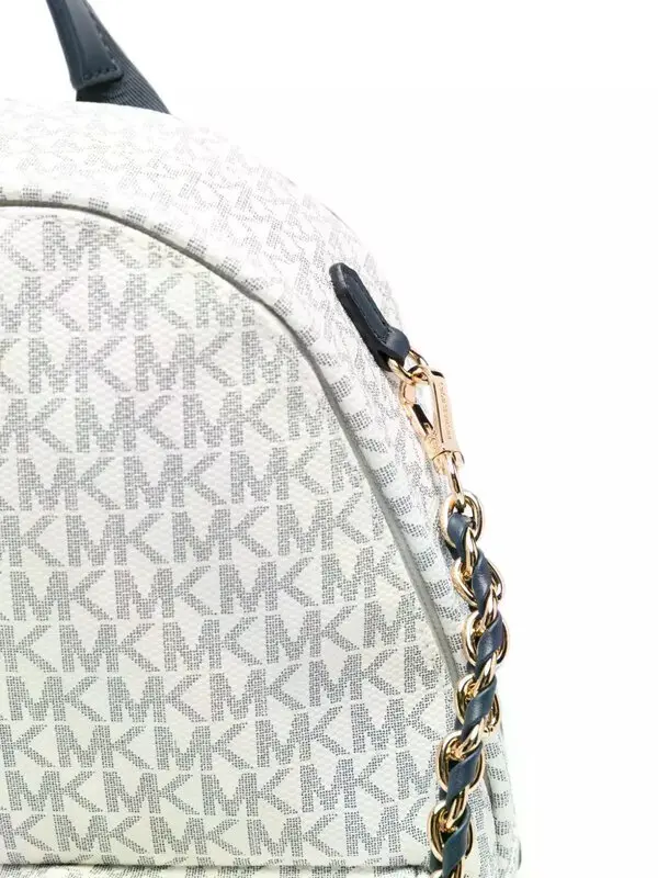 Michael Kors Monogram Print Chain-link Backpack - White