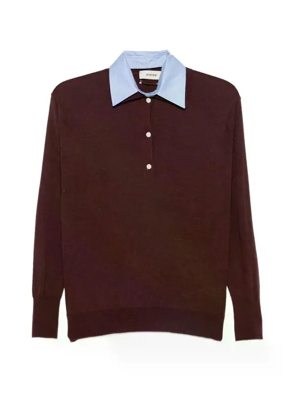 SYSTEM Button-placket Fine Knit Sweater