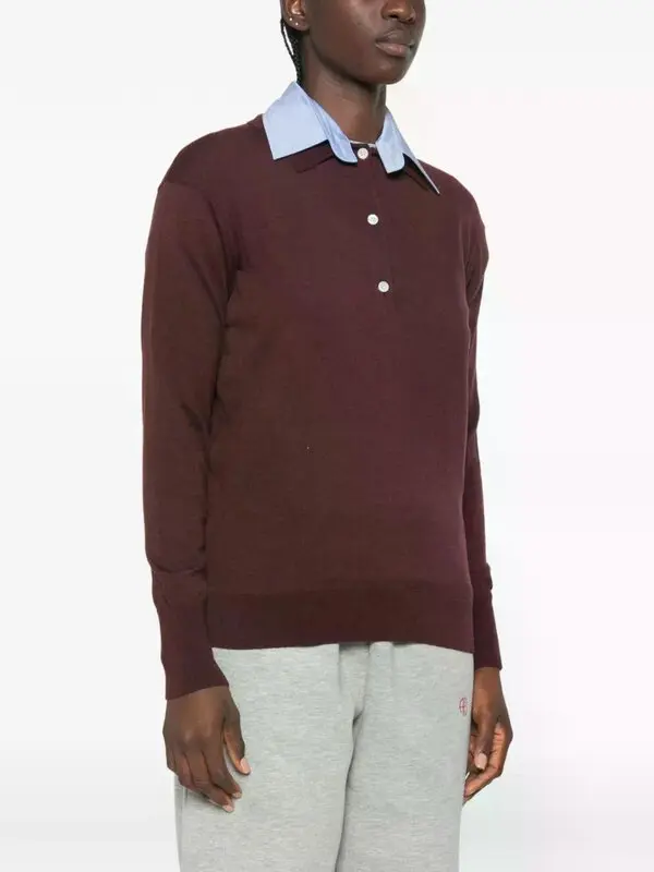 SYSTEM Button-placket Fine Knit Sweater