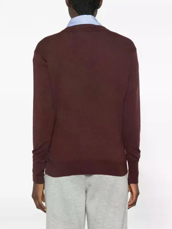 SYSTEM Button-placket Fine Knit Sweater
