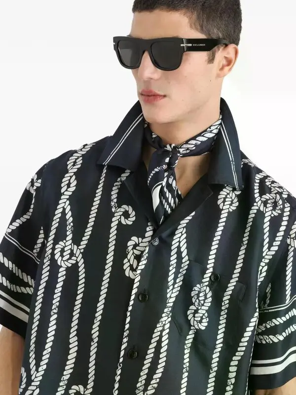 Dolce & Gabbana Marina-print Silk Twill Hawaii Shirt