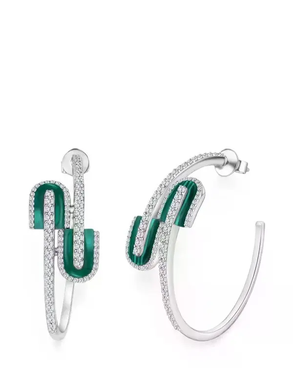 U LOS ANGELES U Diamond And Malachite Hoop Earrings