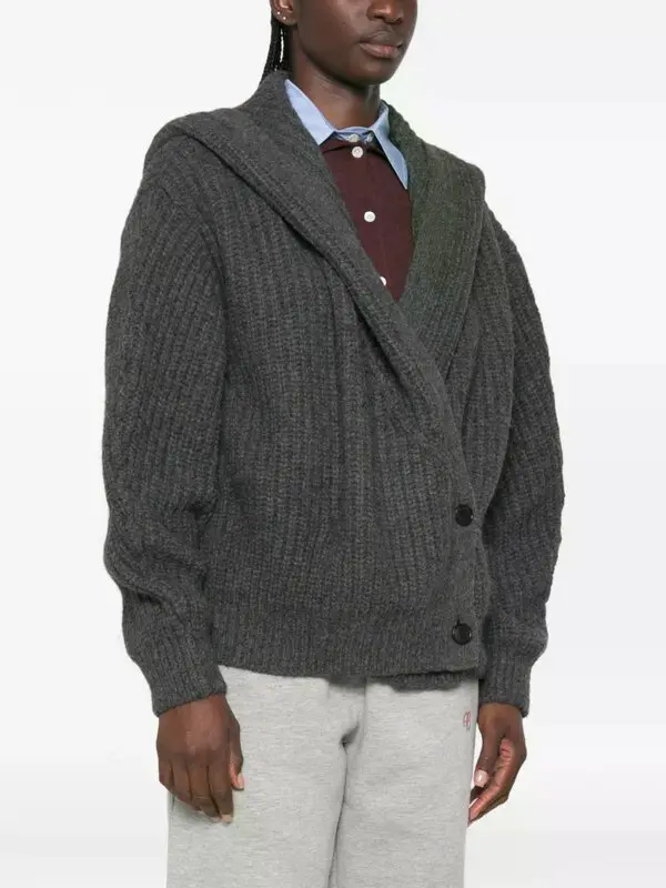 SYSTEM Ribbed-knit Hooded Cardigan With Shawl Lapels