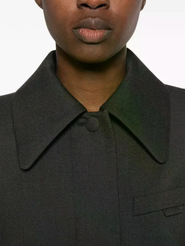 MUGLER Padded-shoulder Concealed-fastening Coat