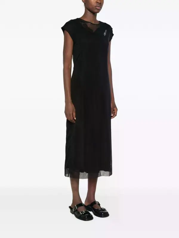 Simone Rocha Crystal Embellished Lace Trim Midi Dress
