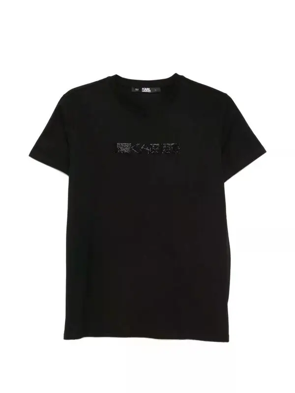 Karl Lagerfeld Rhinestone-logo T-shirt - Black
