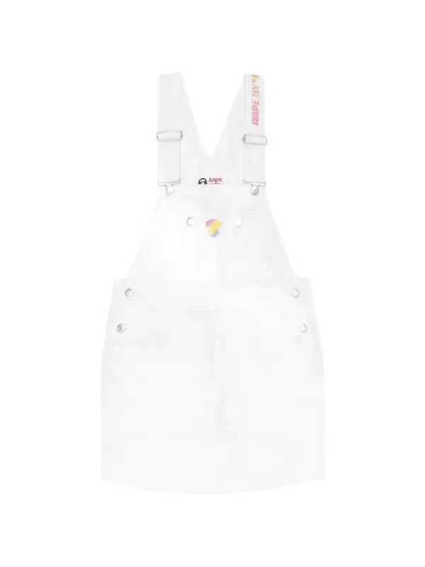 AAPE BY *A BATHING APE Logo-patch Dungaree Skirt - White